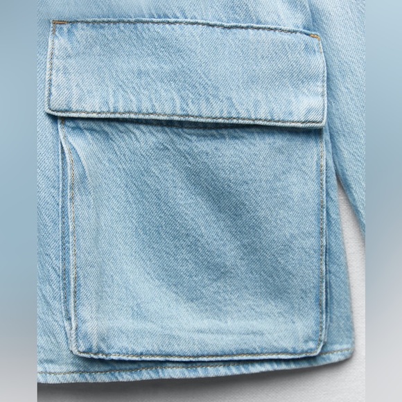 Zara | Jackets & Coats | Zara Denim Cargo Jacket Overshirt | Poshmark